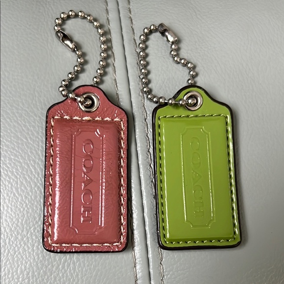 Coach | Bags | Coach Leather Hang Tag Bundle Of Two In Pink And Green ...